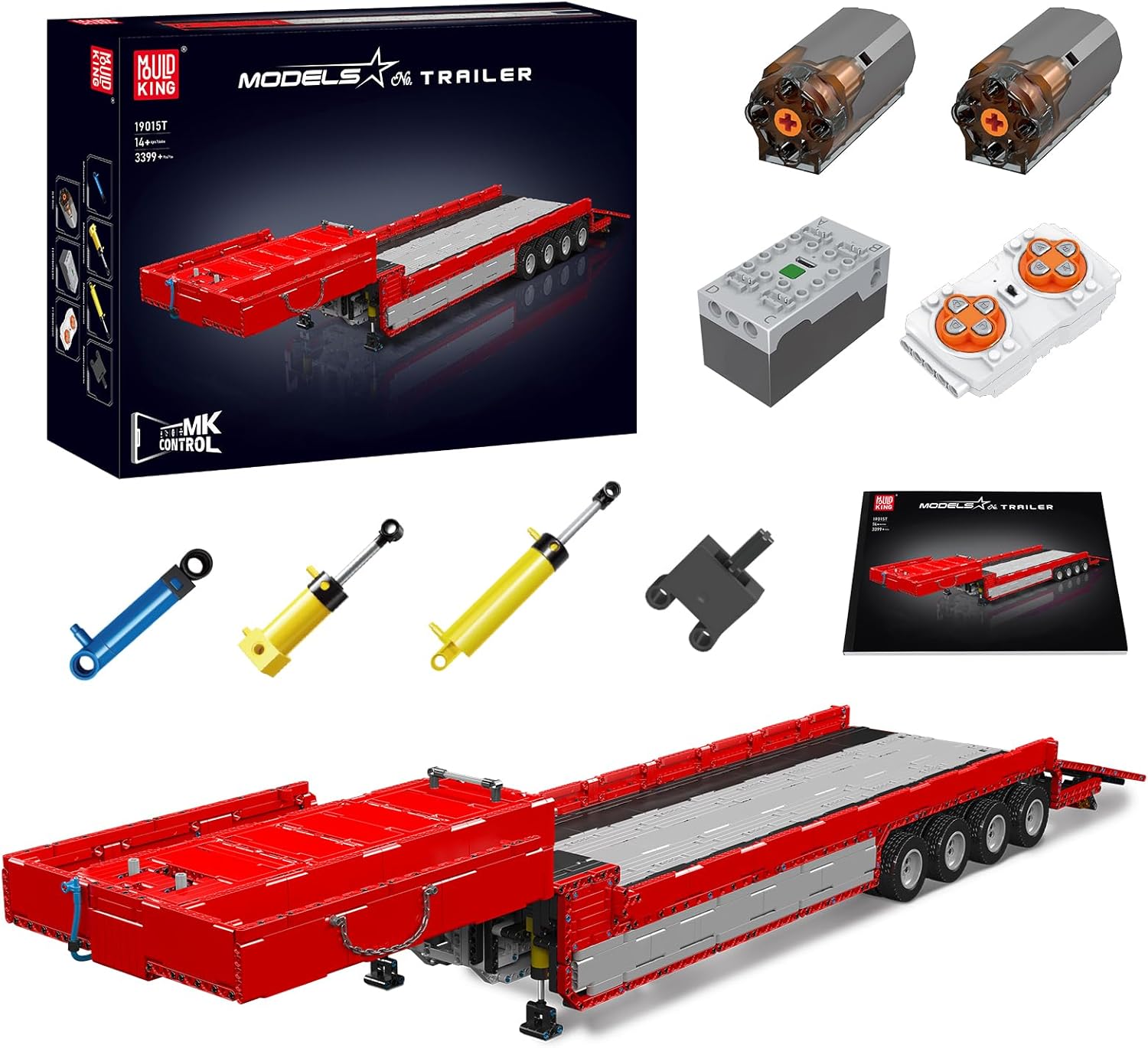 Mould King 19015T Trailer Tractor Model Building Blocks Kit, Pneumatic ...