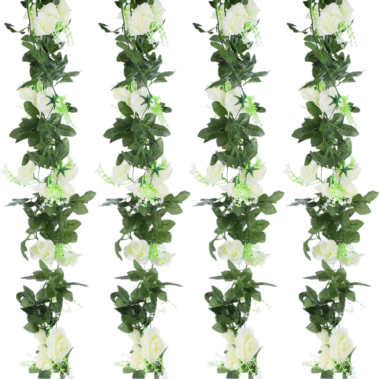 Amazon.com: 4 PCS Artificial Greenery Garlands with Flowers, 10 White ...