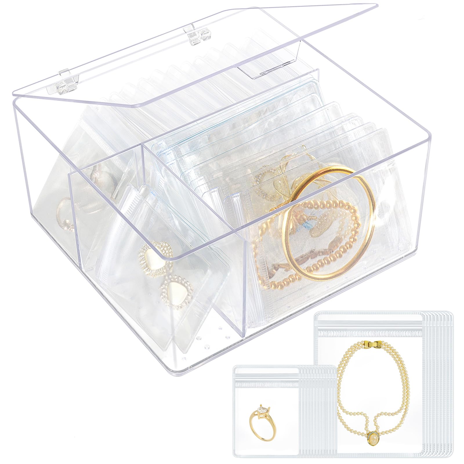 Amazon.com: 4-in-1 Acrylic Jewelry Box Organizer, Clear Jewelry ...