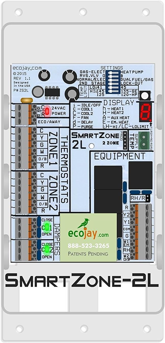 SmartZone-2: Single-Stage, 2-Zone Controller KIT w/ Temperature Sensor ...