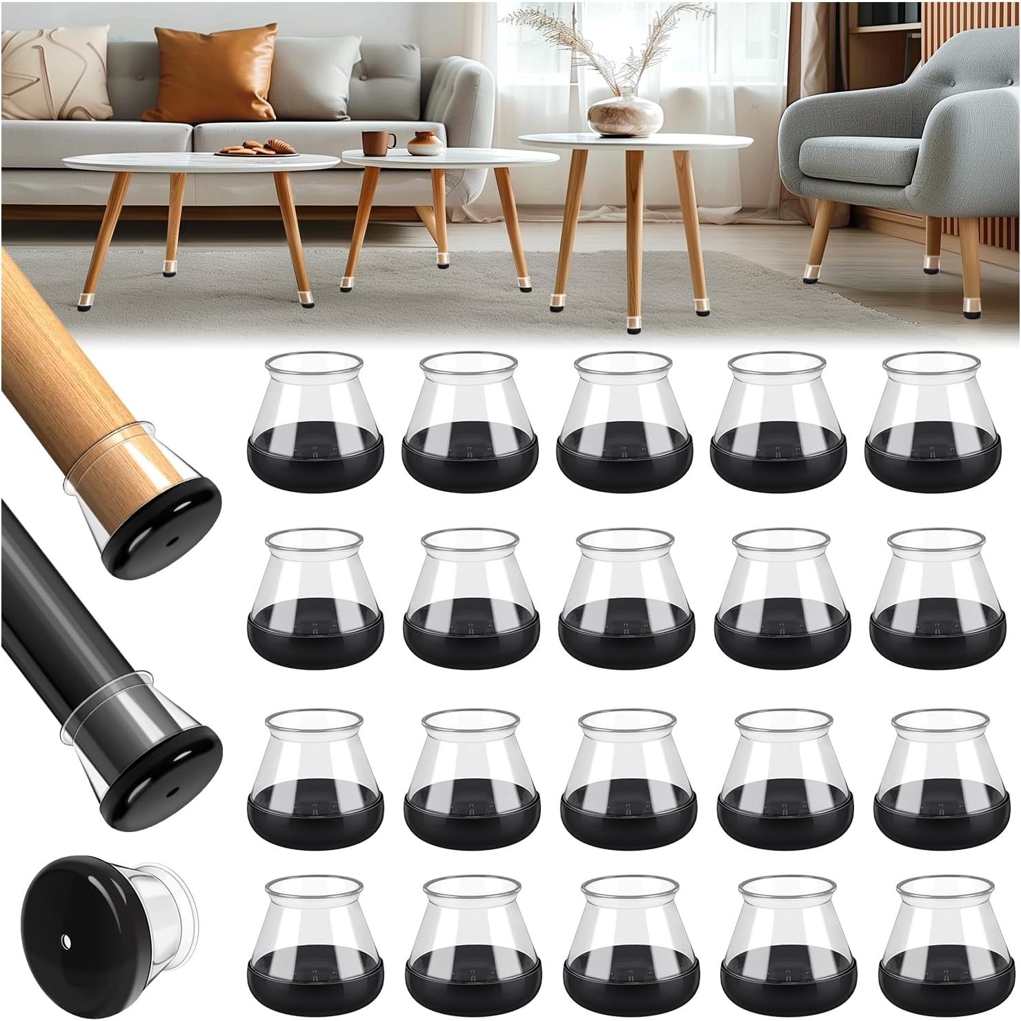 24PCS Chair Leg Sliders for Carpet, Furniture Glides, Silicone Chair ...