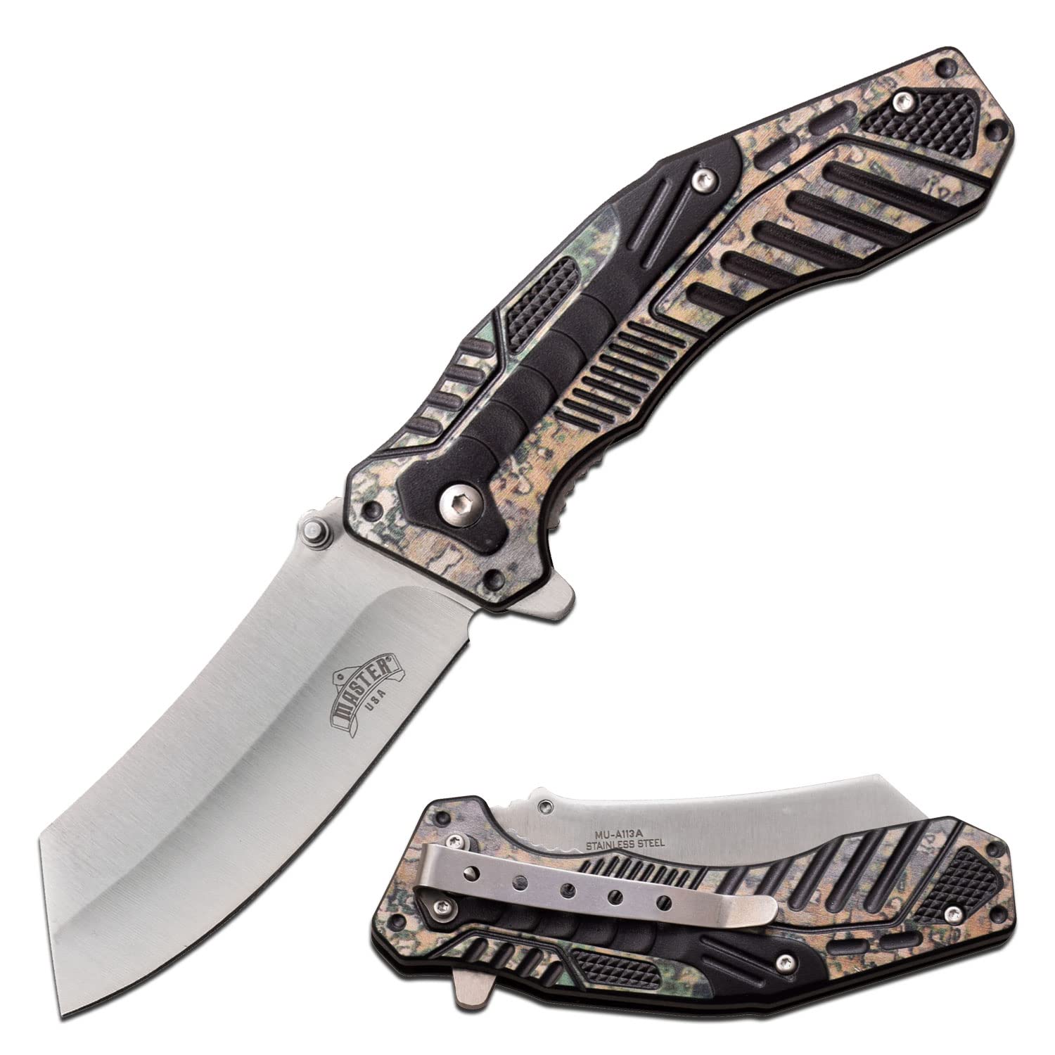 MASTER USA – Spring Assisted Folding Knife – Satin Finish Stainless ...