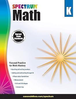 Spectrum Kindergarten Math Workbooks, Ages 5 to 6, Counting Numbers ...