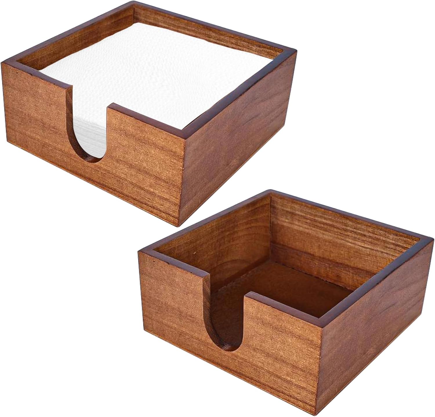 HOMURY Pack of 2 Wooden Tissue Boxes: Tissue Box, Refillable Cosmetic ...