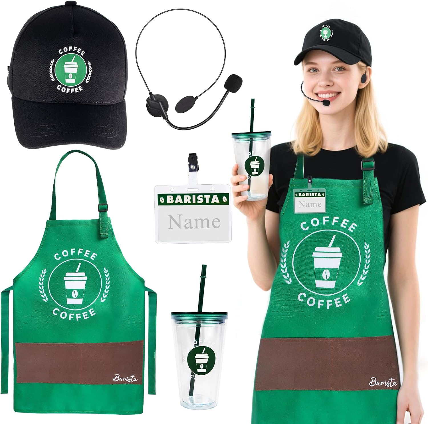 Amazon.com: Kyson Barista Costume Set 5Pcs Coffee Maker Outfit Aprons ...