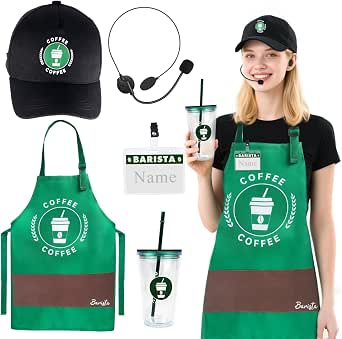 Amazon.com: Kyson Barista Costume Set 5Pcs Coffee Maker Outfit Aprons ...