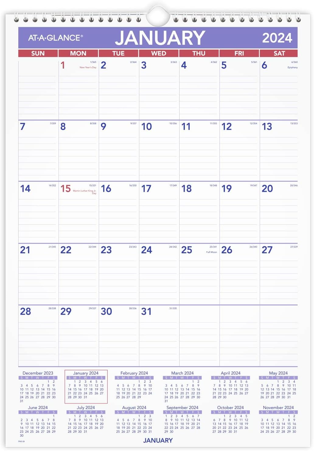 Amazon.com: AT-A-GLANCE 2024 Wall Calendar, 12" x 17", Medium Tall ...