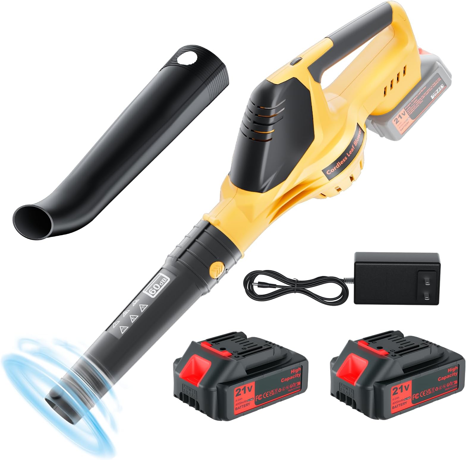 Amazon.com: Wgkok Leaf Blower Cordless - 21V 5-Speed Mode Electric Cordless Leaf Blower with 2 ...