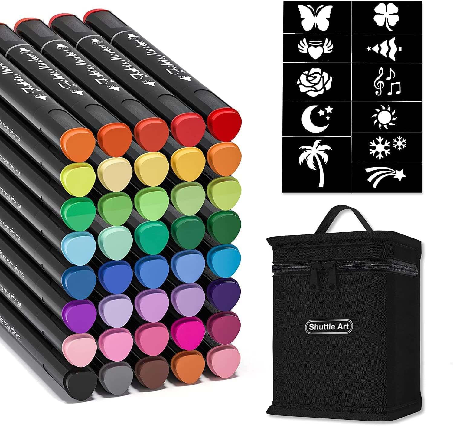 Amazon.com : Shuttle Art Fabric Markers Pens, 40 Colors Dual Tip Fabric ...