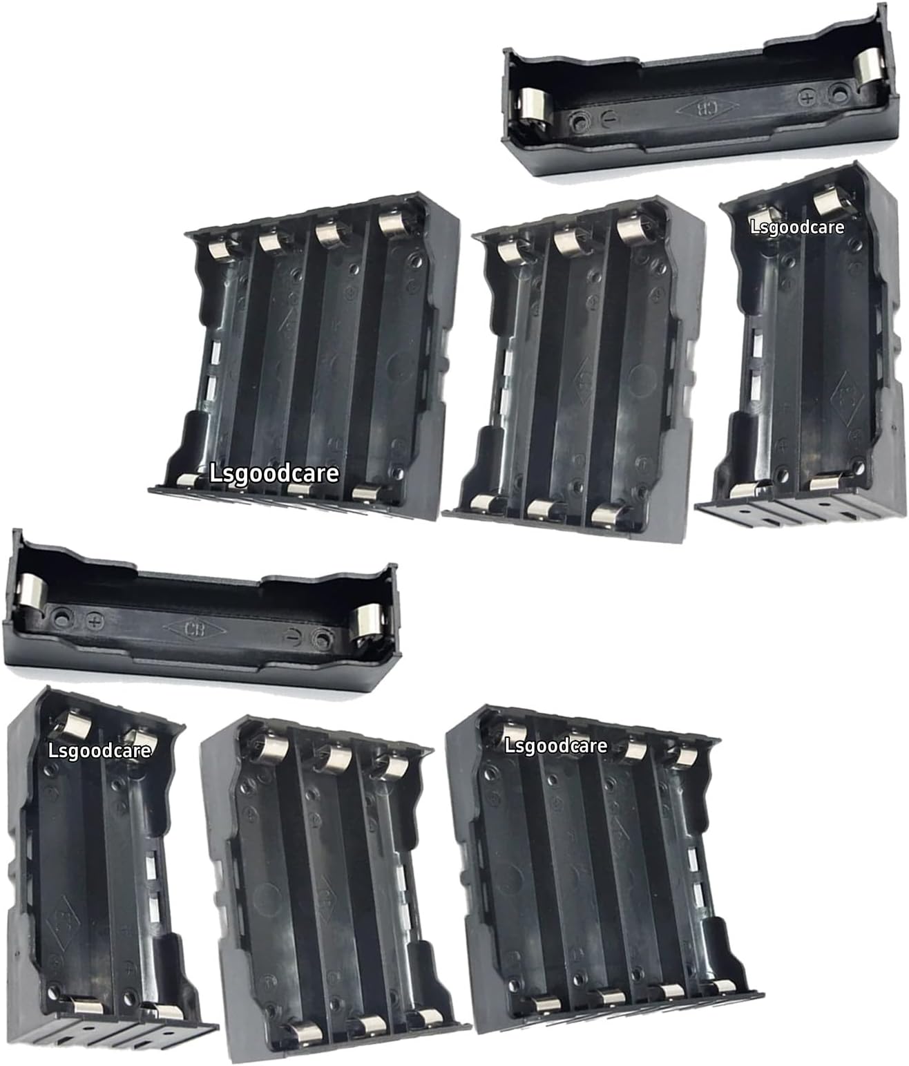 8Pcs 18650 Battery Case Holder Set, Lsgoodcare 1 2 3 4 Slots x 3.7V DIY ...