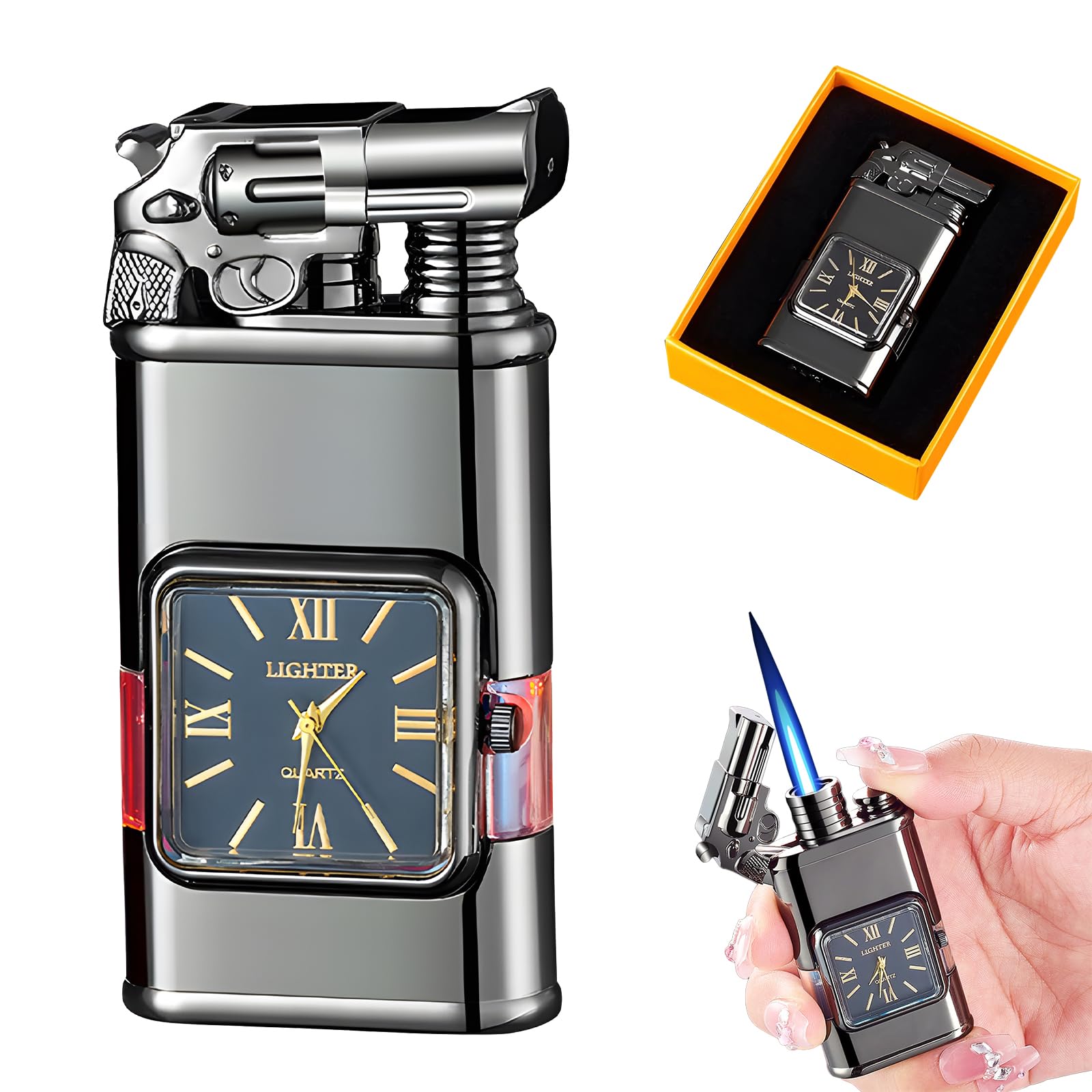 Amazon.com: Windproof Lighter Vintage Watch Bezel Jet flame Torch ...
