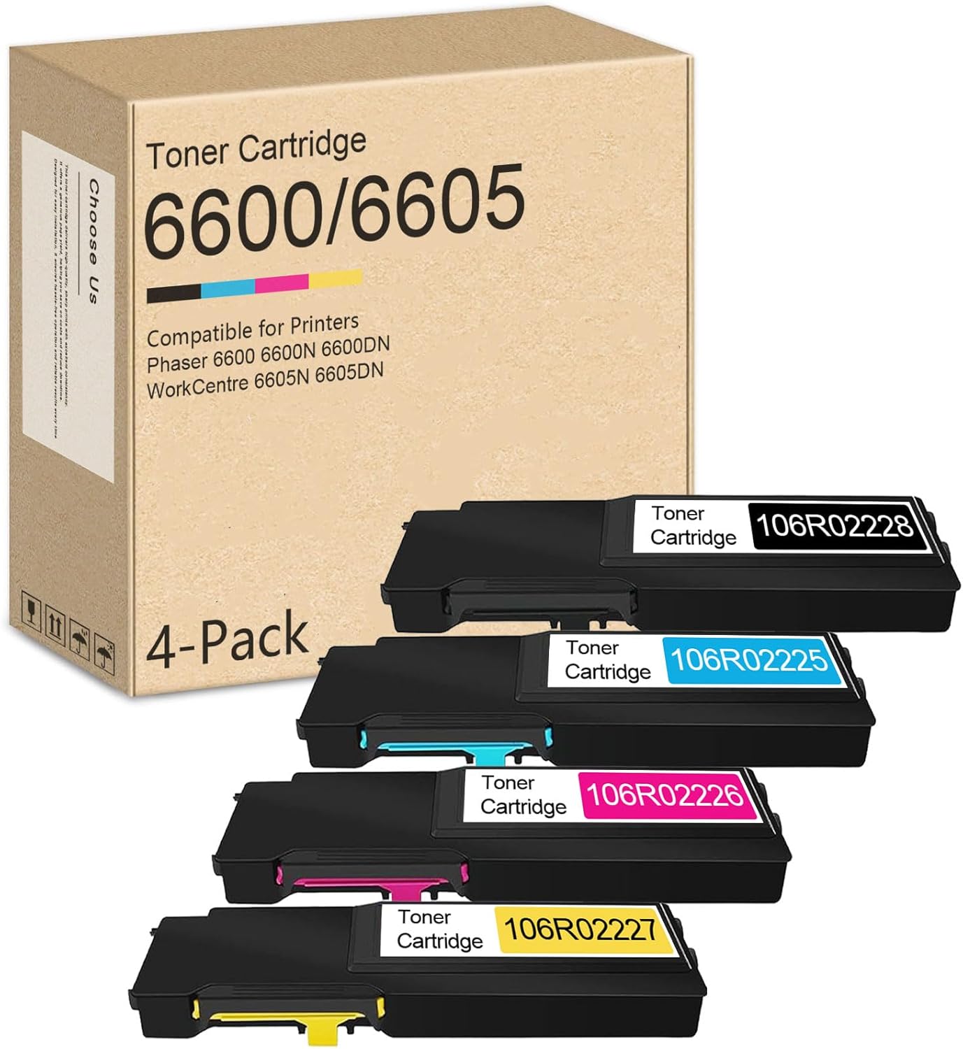 Amazon.com: Phaser 6600/WorkCentre 6605 Toner Cartridge (4 Pack,BK/C/M/Y) - 106R02228 106R02225 ...