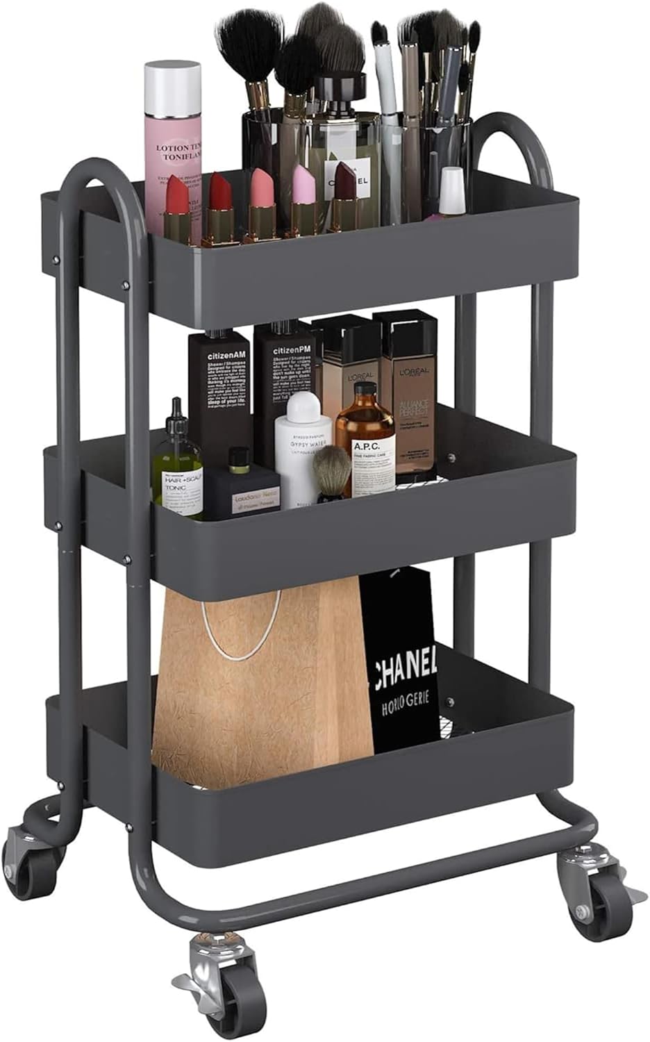 Amazon.com: 3-Tier Rolling Cart,Kitchen Storage Rolling Carts with ...