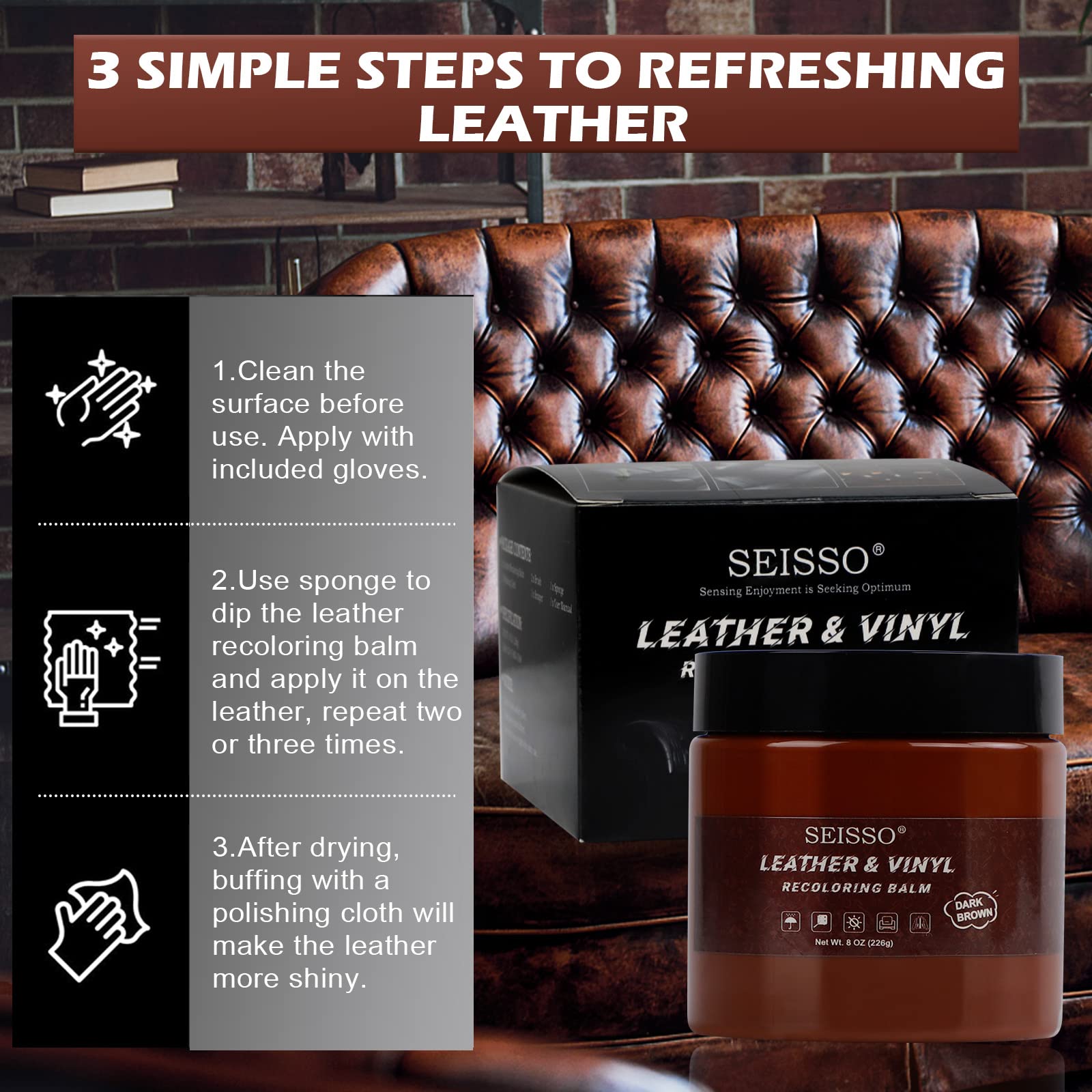 Snapklik.com : Leather Recoloring Balm, Brown Leather Repair Kit For ...