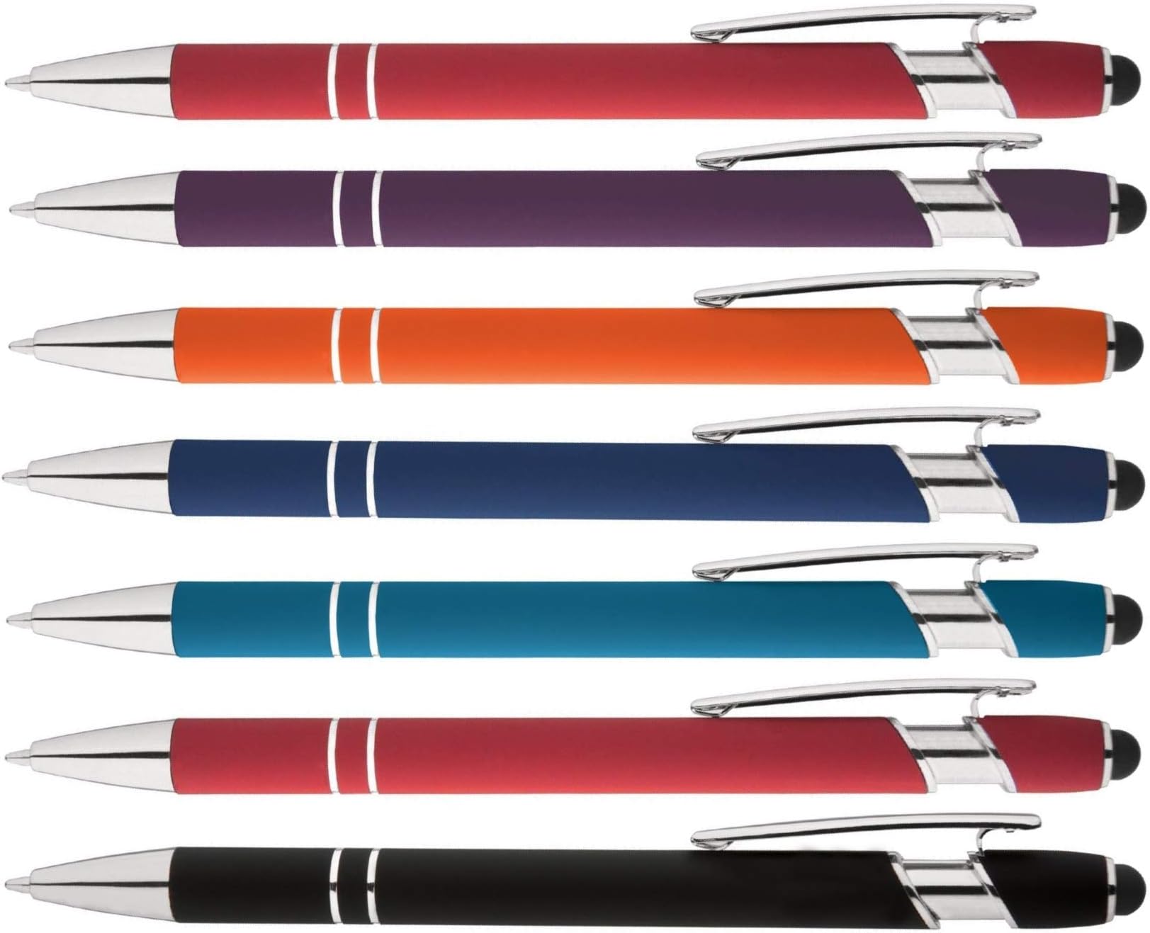 Rainbow Rubberized Soft Touch Ballpoint Pen with Stylus Tip a stylish ...