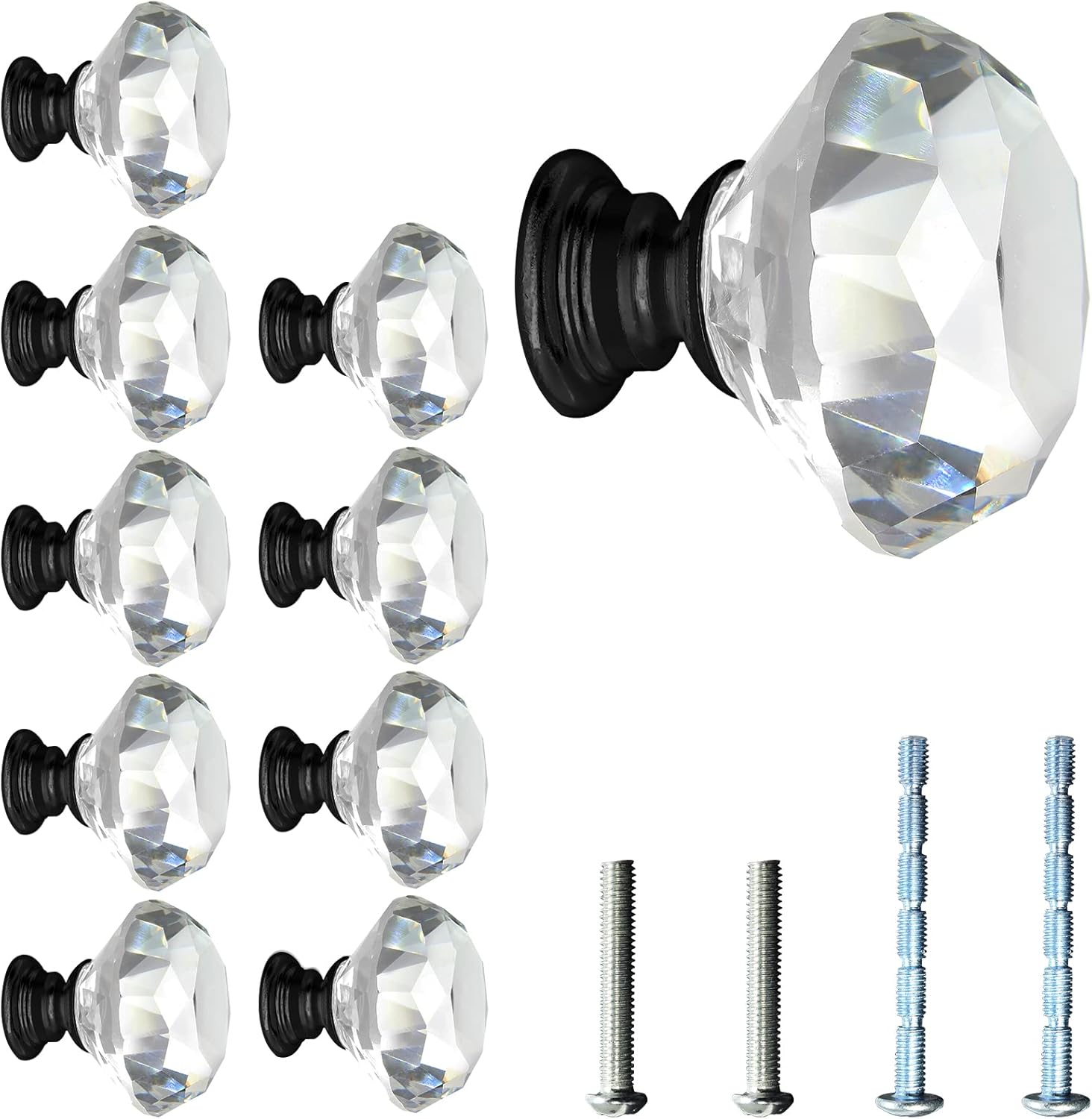 PHITUODA 10 Pack Kitchen Cabinet Knobs Vintage, 1.2 Inch Crystal ...