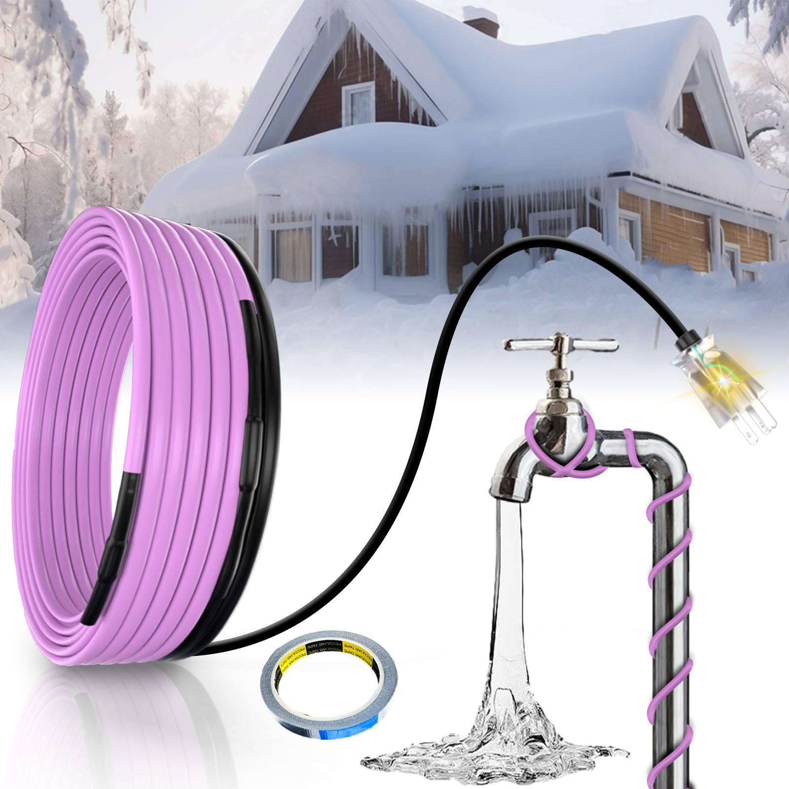 TOPDURE 16FT Water Pipe Heat Tape for Pipe Freeze Protection Self ...