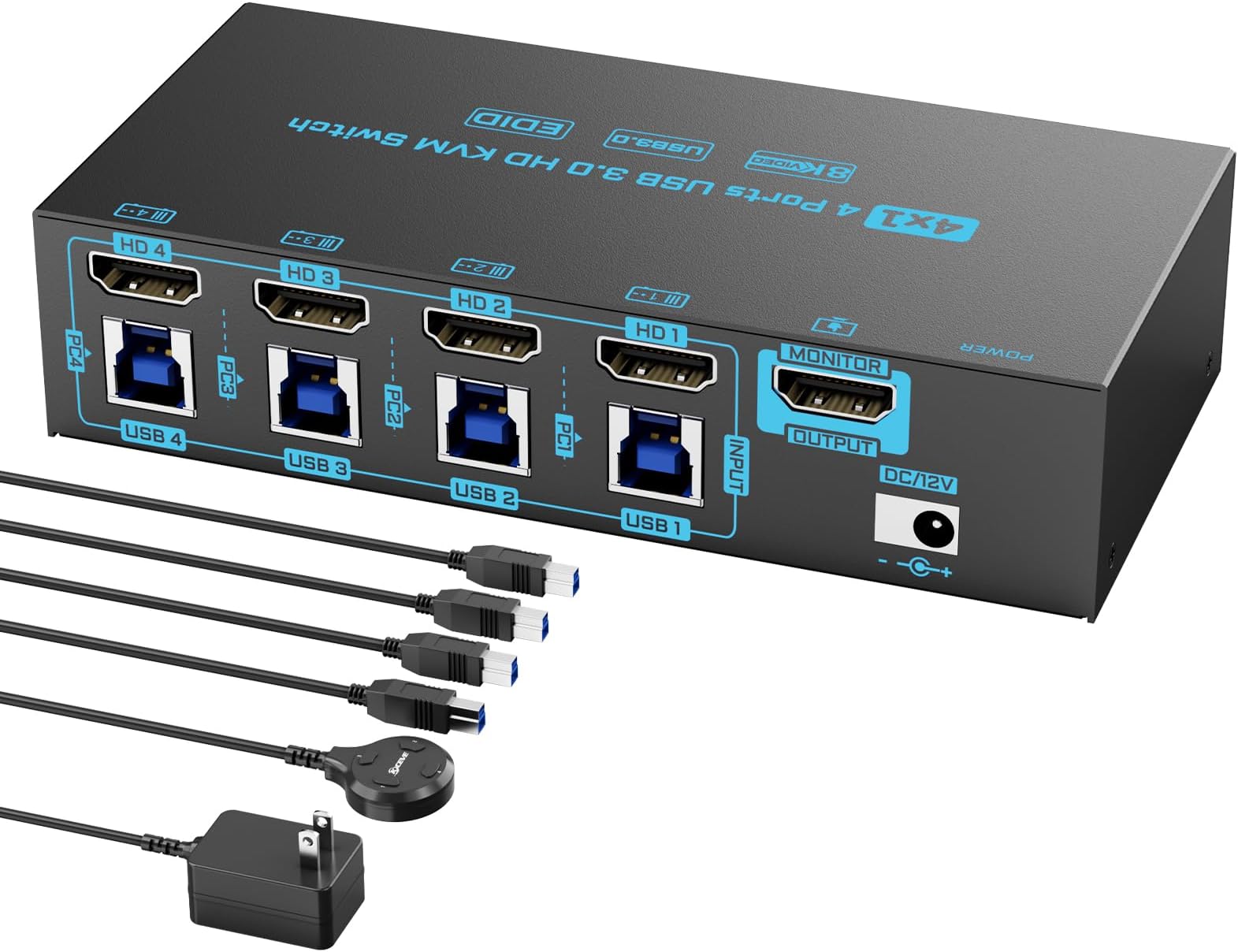 Amazon.com: TESmart 8K@60Hz HDMI KVM Switch 1 Monitor 4 Computers USB 3 ...