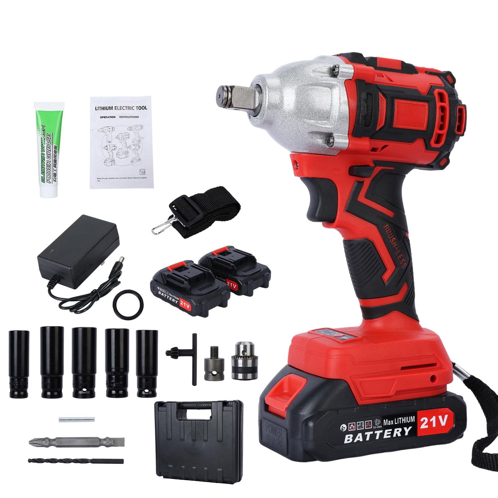 Buy cdar Cordless Impact Wrench 1/2 Inch, 21V 520 N.m Electric Impact ...