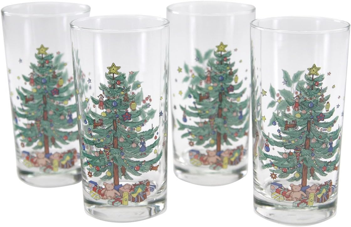 Amazon.com | Nikko Christmas Glassware Highball, Set of 4: Highball ...