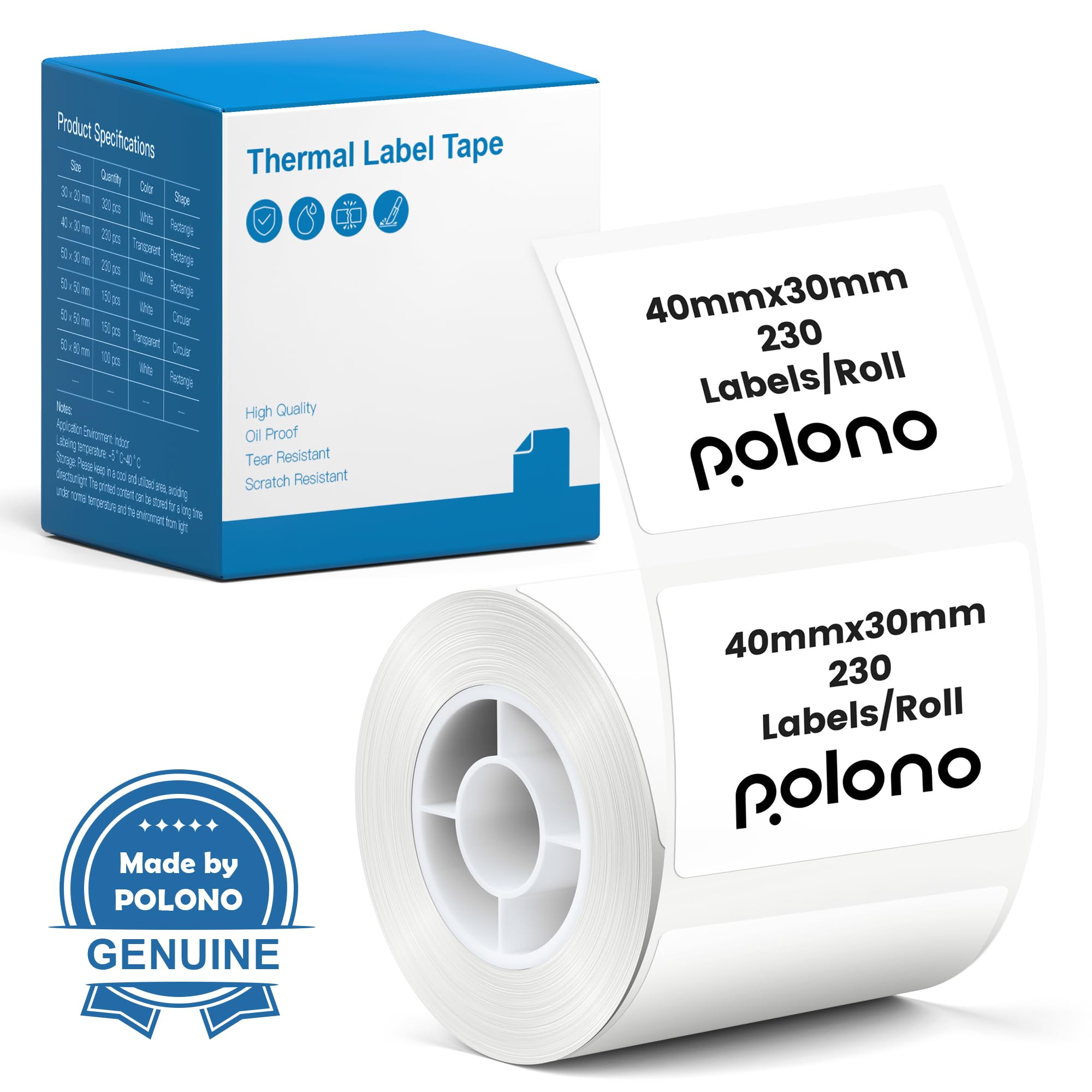Amazon.com : POLONO Genuine Thermal Labels for PM220S Label Makers, 1. ...