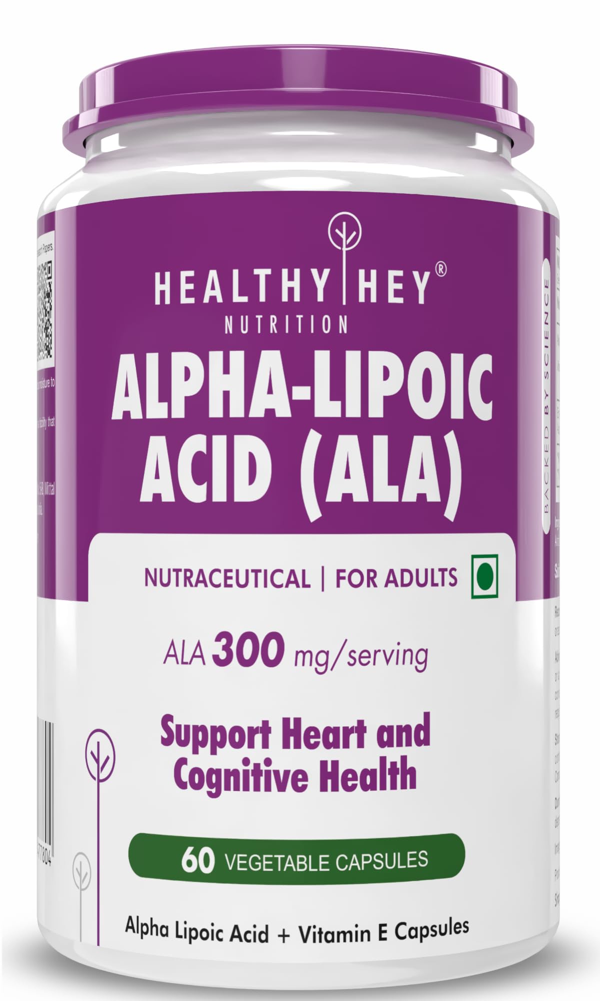 HealthyHey Nutrition Alpha Lipoic Acid - ALA- Pack of 60 Veg. Capsules ...