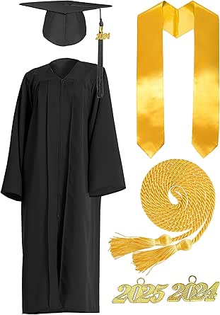 Amazon.com: Matte Graduation Cap and Gown 2024+2025 Tassel Set with ...