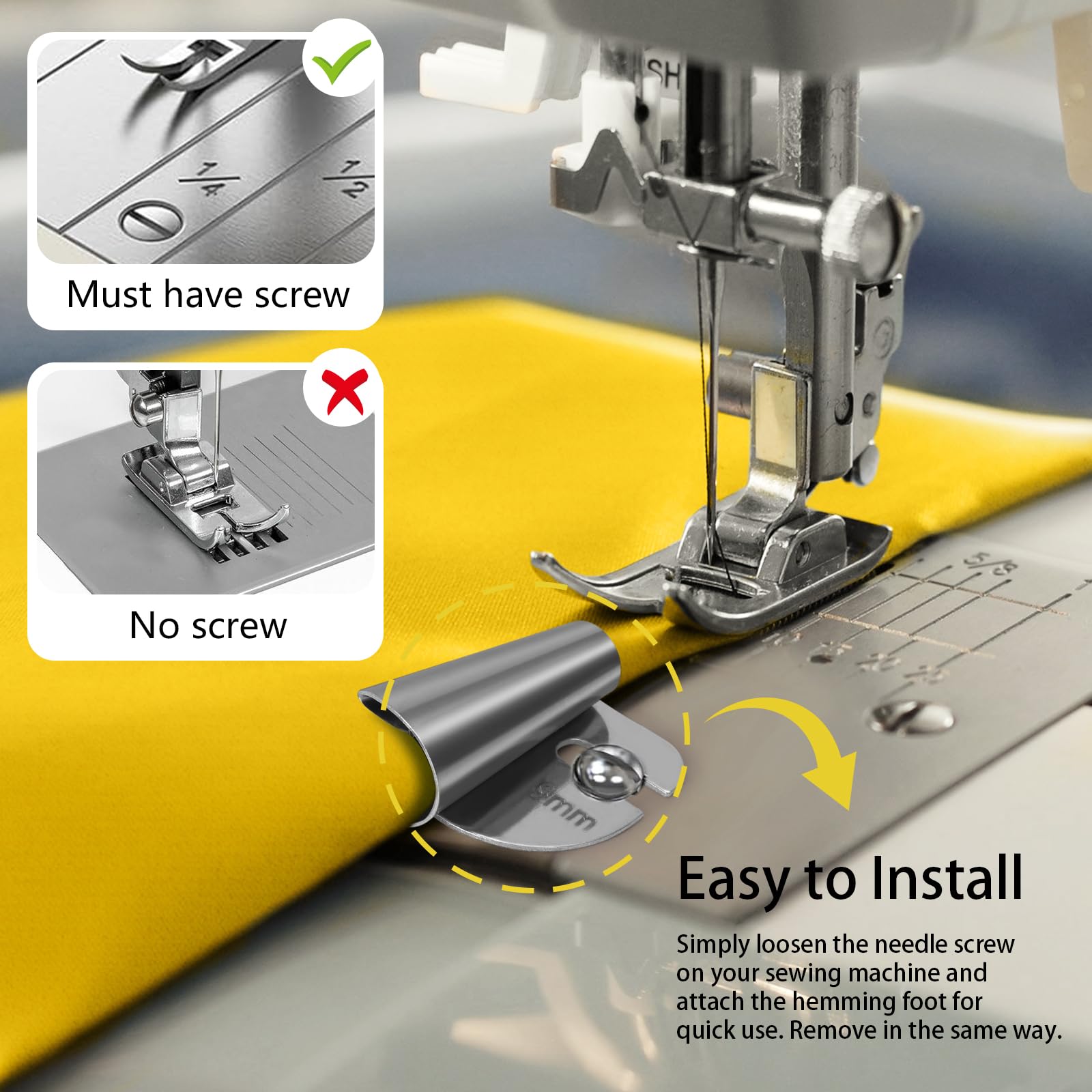 Snapklik.com : Rolled Hem Presser Foot 4Pcs, 7-10mm Wide Universal ...