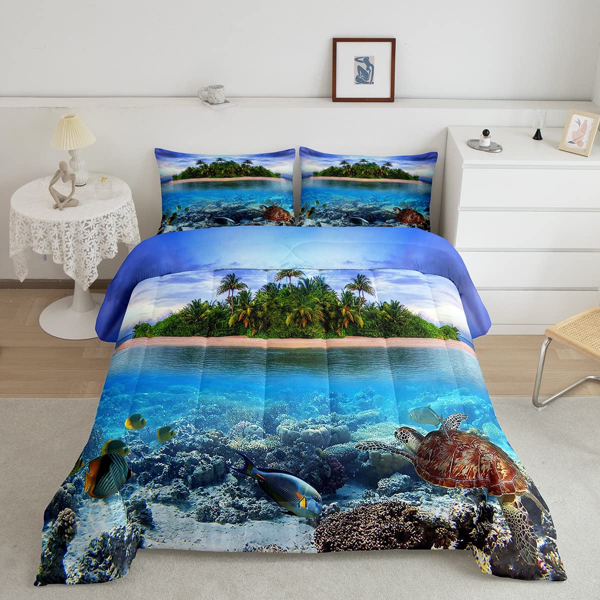 Amazon.com: Erosebridal Boys Sea Turtle Bedding Ocean Theme Comforter ...