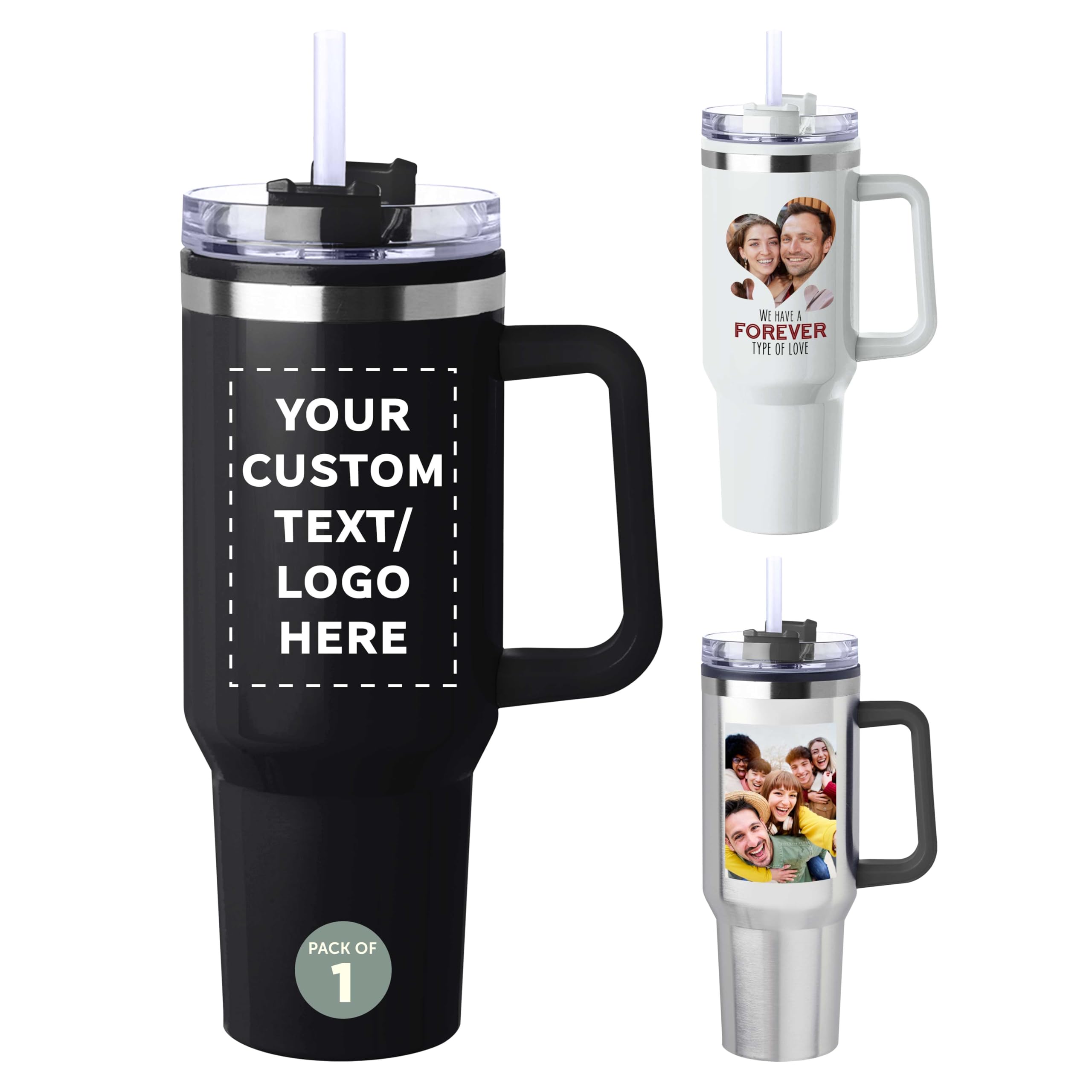 Amazon.com: DISCOUNT PROMOS Custom 40 oz Hugo Stainless Steel Travel ...