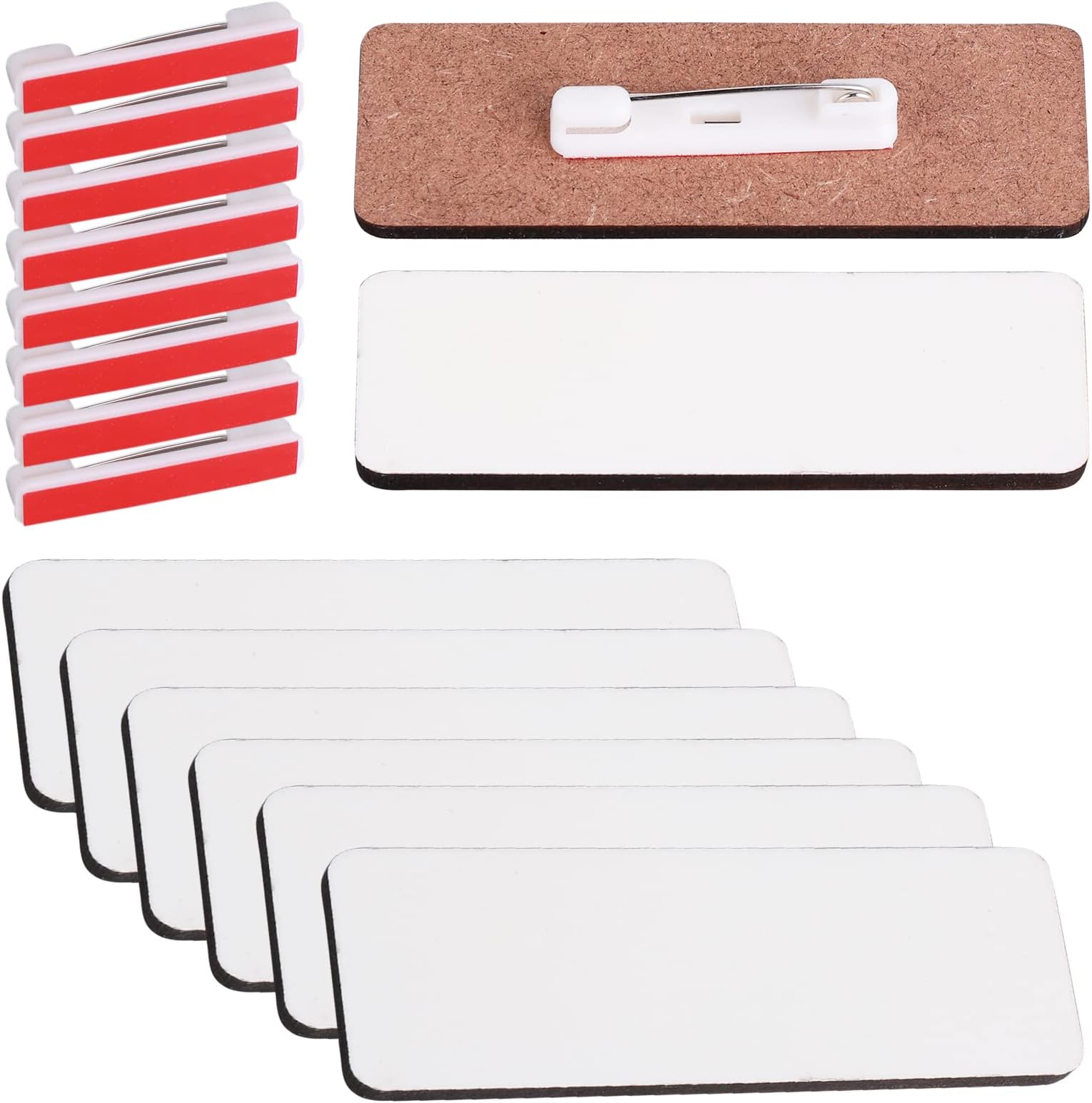 8 Piece Sublimation Name Tags Blank ID Badges with Self-Adhesive Pins ...