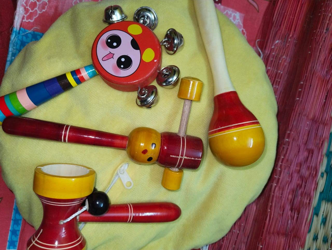 Colorful Wooden Baby Rattle Toy - Hand Crafted Rattle Set for Kids ...