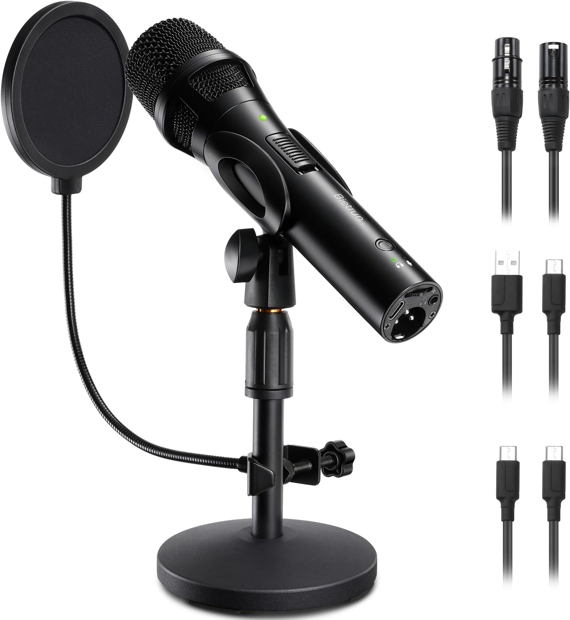 Amazon.com: BietrunPro Metal XLR USB-C Dynamic Microphone for Podcast ...