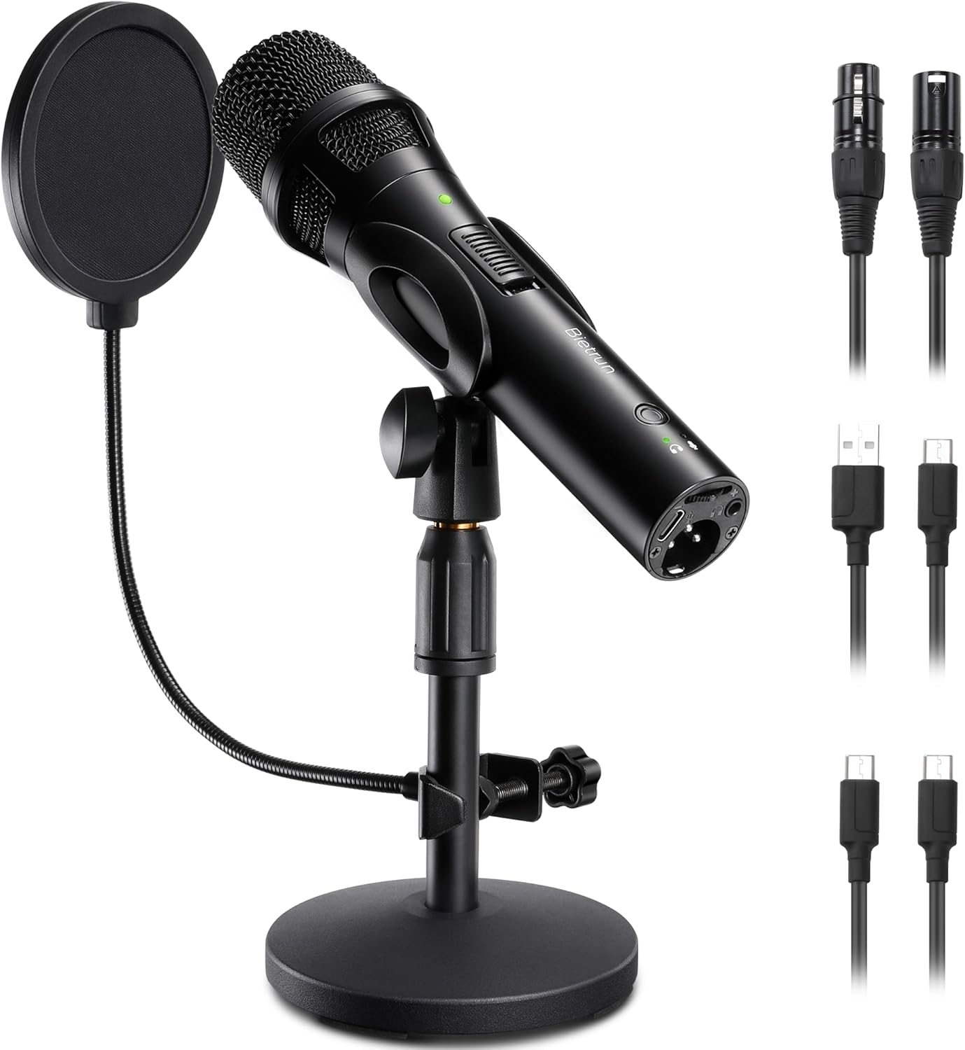 Amazon.com: BietrunPro Metal XLR USB-C Dynamic Microphone for Podcast ...
