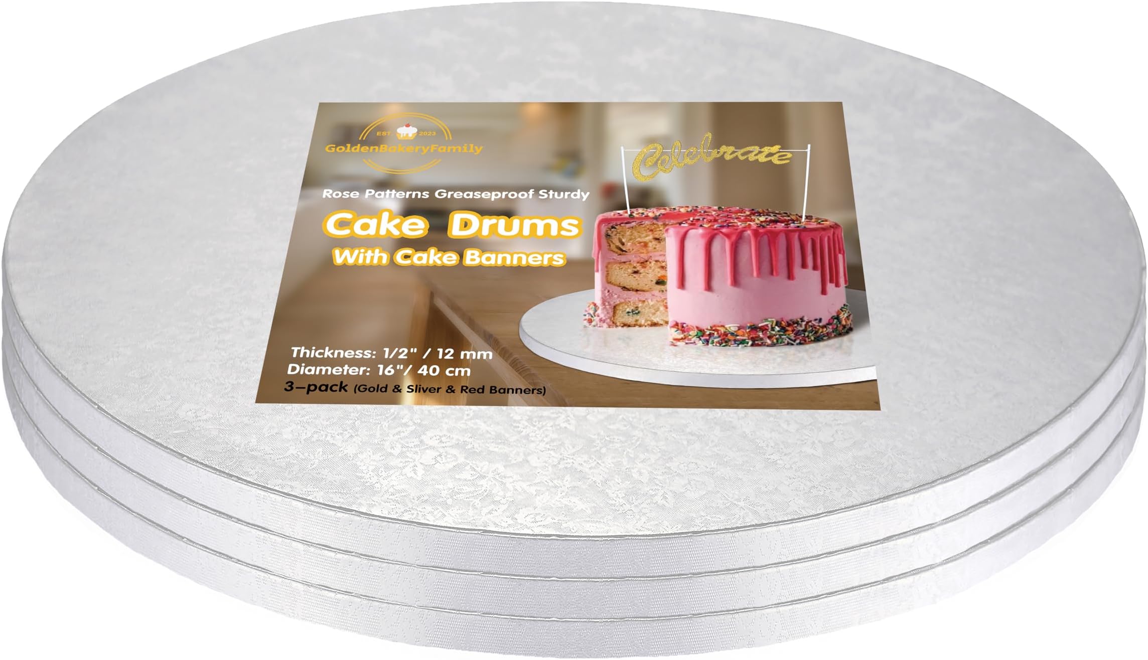Amazon.com - Cake Drum, Gold Round Boards Cardboard for Wedding ...