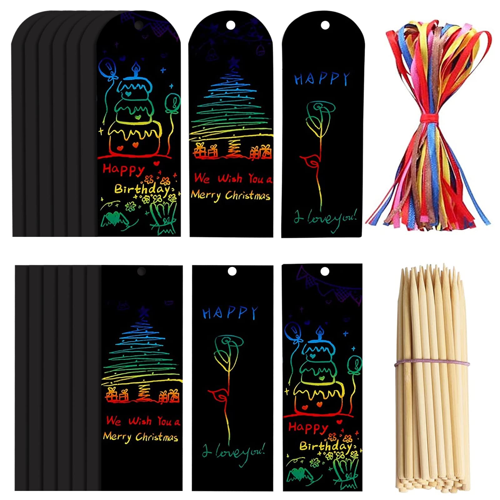 Scratch Bookmarks Art for Kids 50 Set 2 Style Magic Rainbow DIY ...