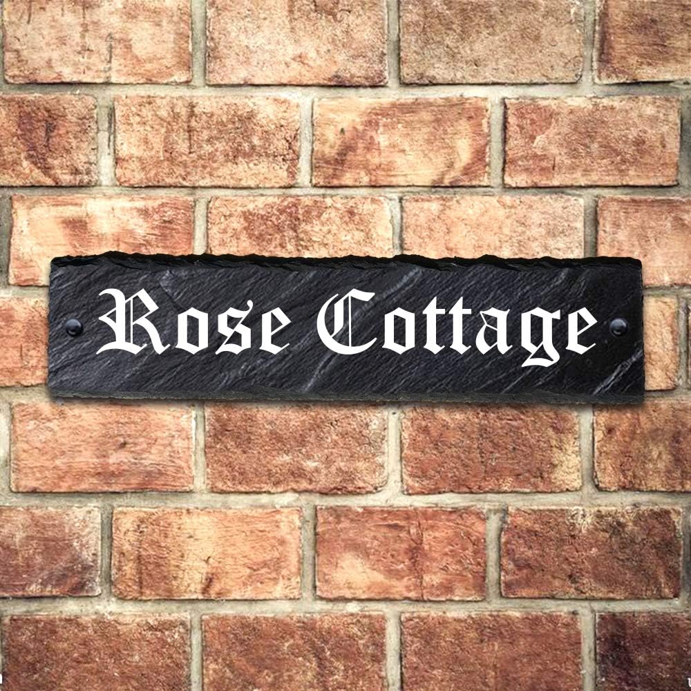 Rustic Slate House Gate Sign Plaque Door Number Personalised Name UV ...