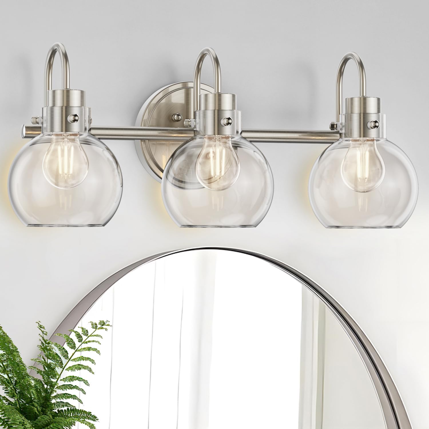 Amazon.com: Modern Farmhouse Matte Gold 3-Light Dome Glass Bathroom ...