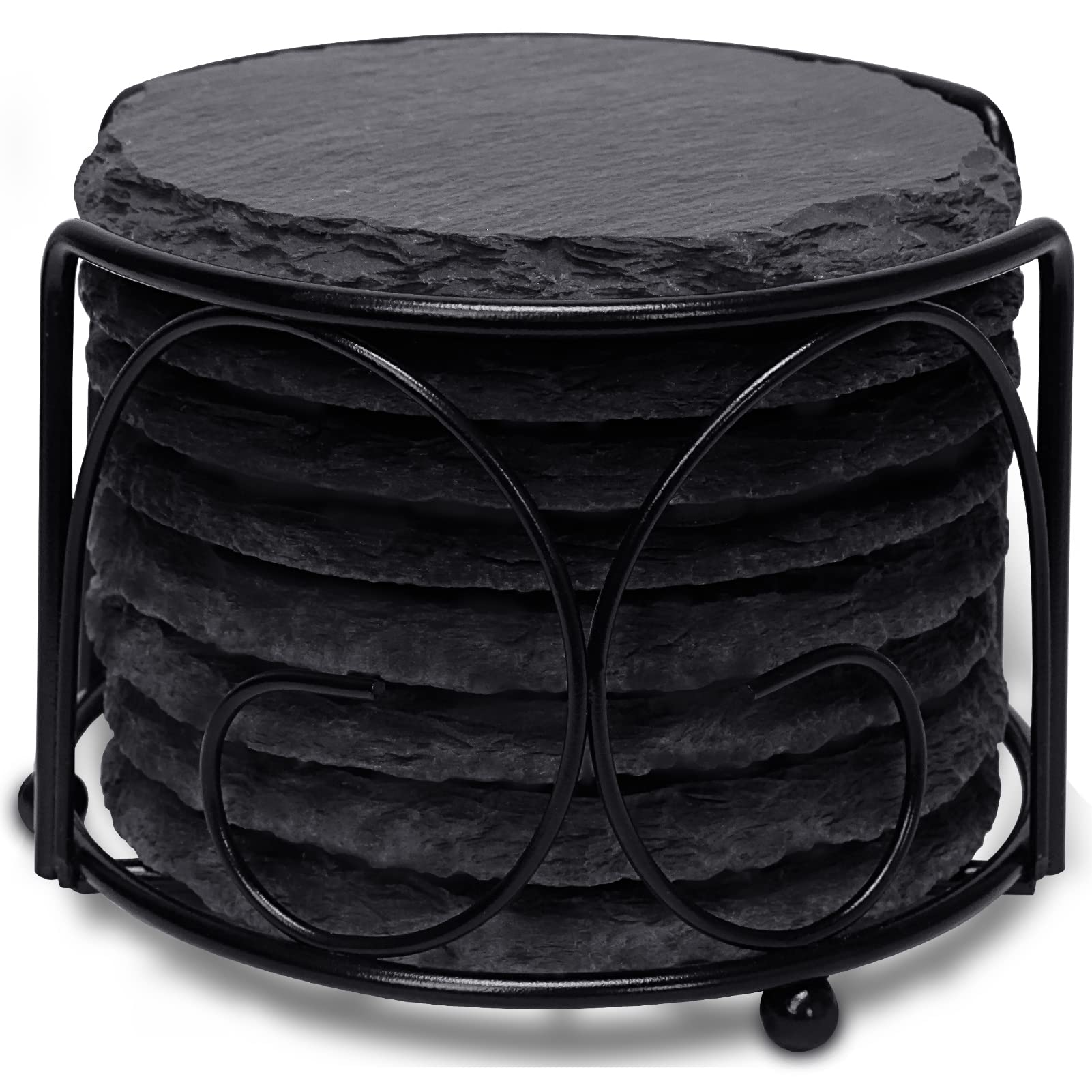 Amazon.com: Slate Drink Coasters with Metal Holder, GOH DODD Set of 8 ...