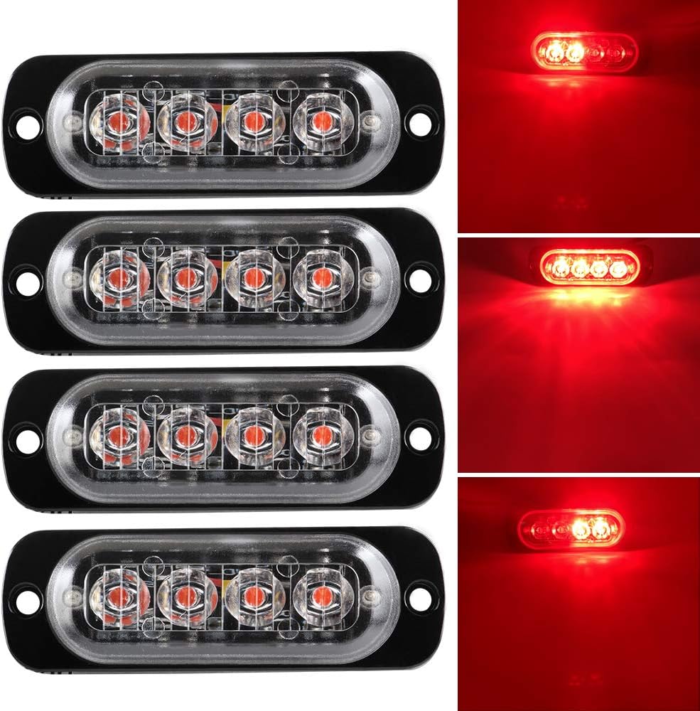 Amazon.com: Raryloy 4-LED Surface Mount Strobe Lights for Trucks Car ...