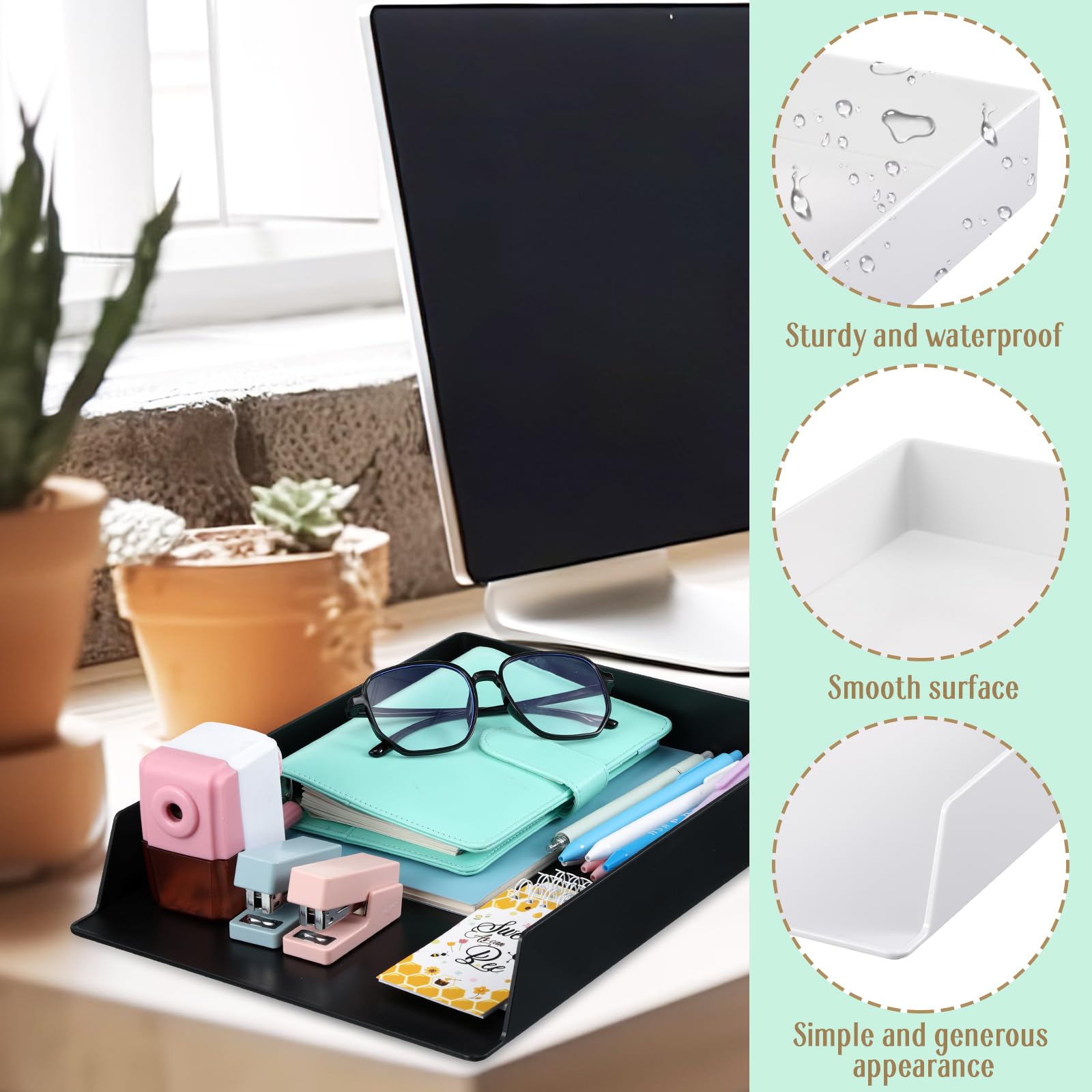 Snapklik.com : Wenqik 2 Pcs Stackable Paper Trays Rectangular Plastic ...