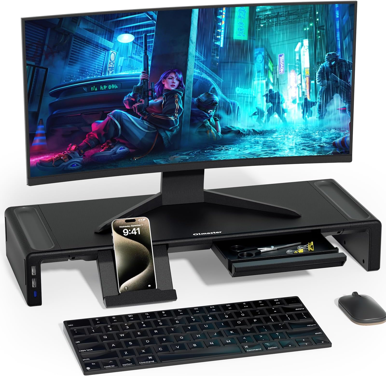Amazon.com: PG Desktop monitor stand with 4 USB charging ports ...