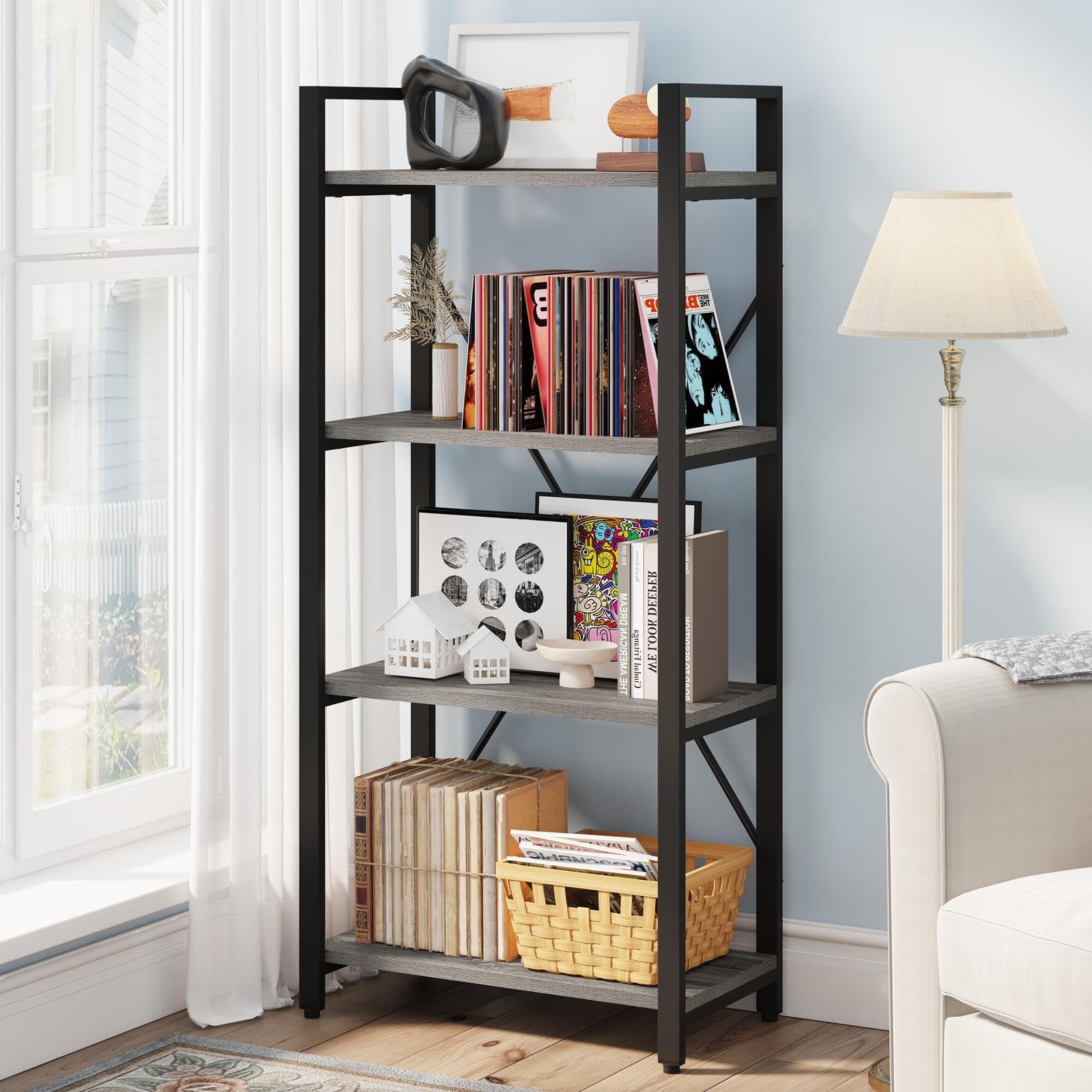 Amazon.com: BON AUGURE Industrial Bookshelf, Etagere Bookcases and Book ...