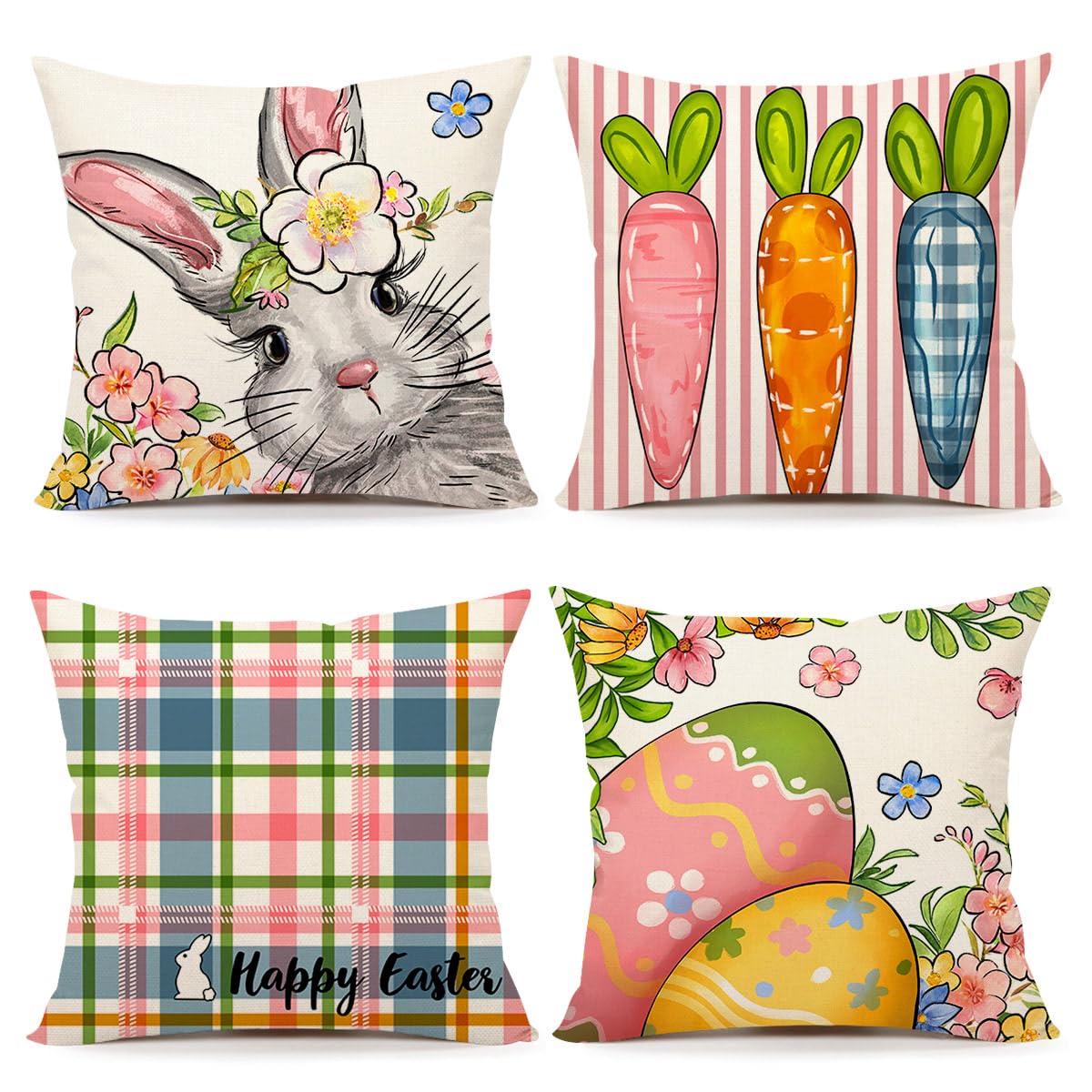 Amazon.com: 4TH Emotion Easter Pillow Covers 18x18 Set of 4, Happy ...