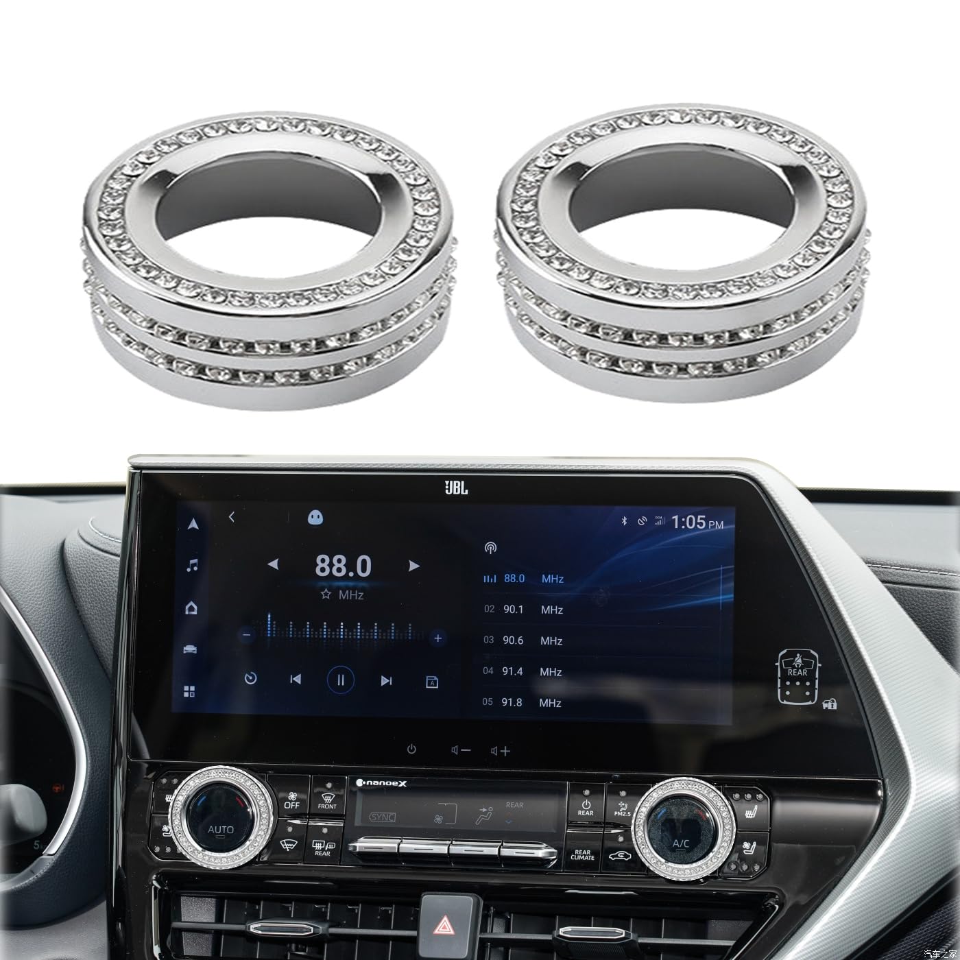 Amazon.com - 2 pcs Bling AC Knobs Climate Control Knob Rings Decals ...