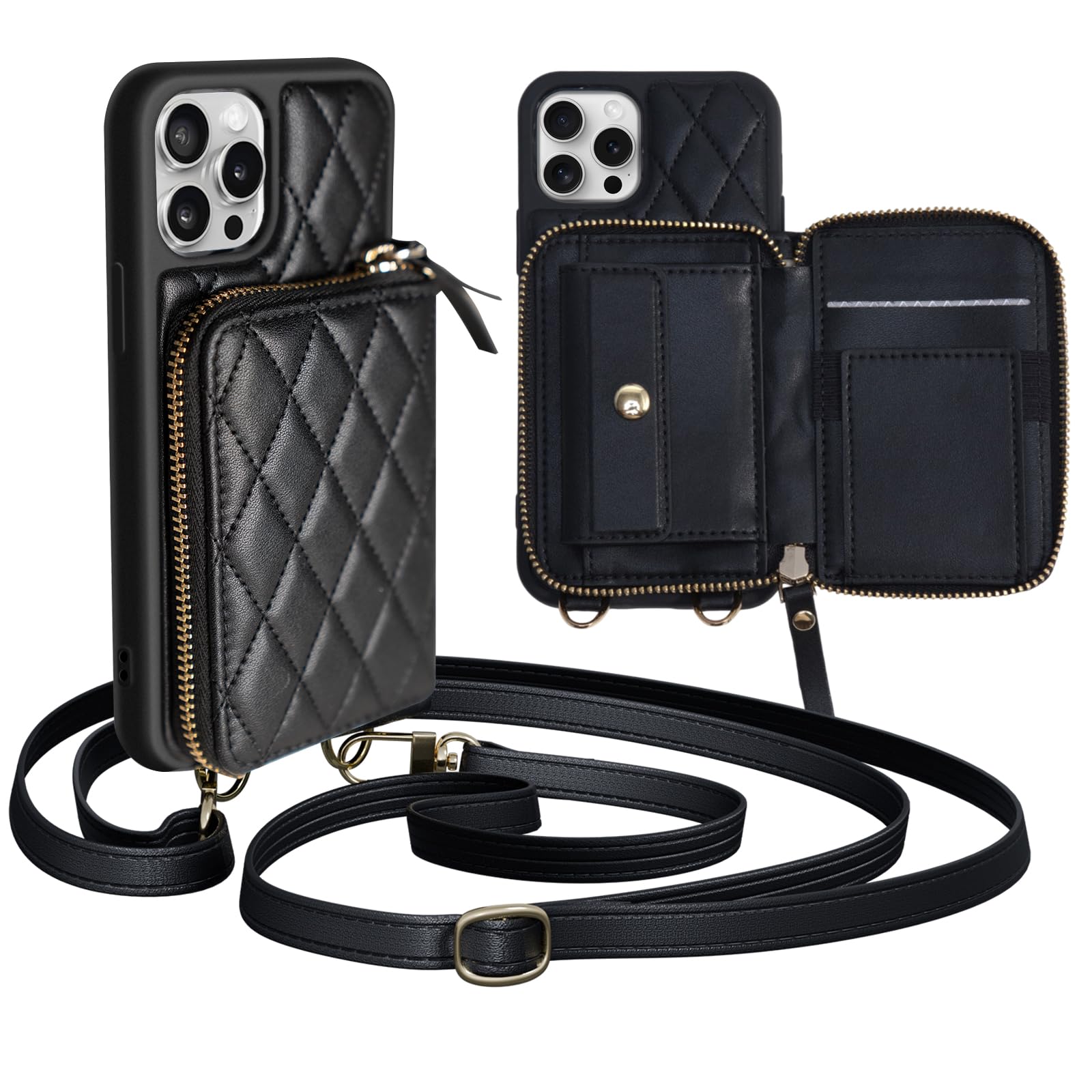 Amazon.com: JUSTRAL for iPhone 16 Pro Max Wallet Case Crossbody, PU ...