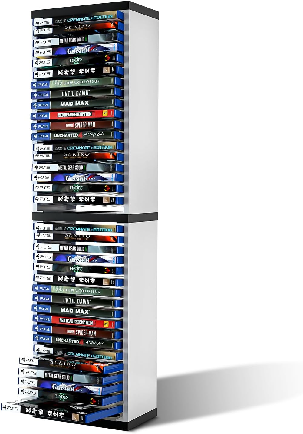 ECHZOVE Game Storage Stand for PS5 Xbox Games, 36 PCS, White, Plastic ...