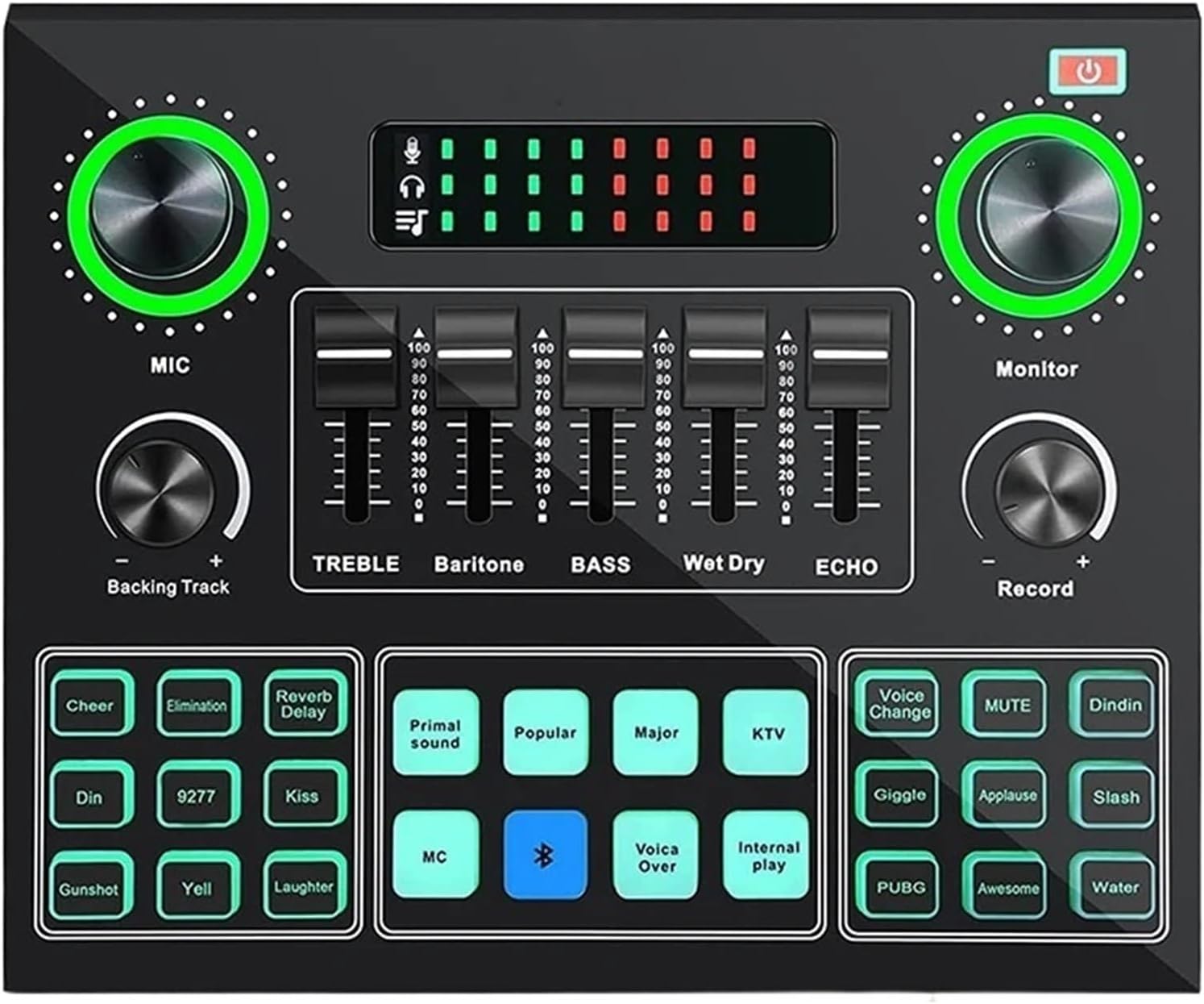 DJ Decks V9 Bluetooth Sound Card Stereo Audio Mixer with Effects and ...