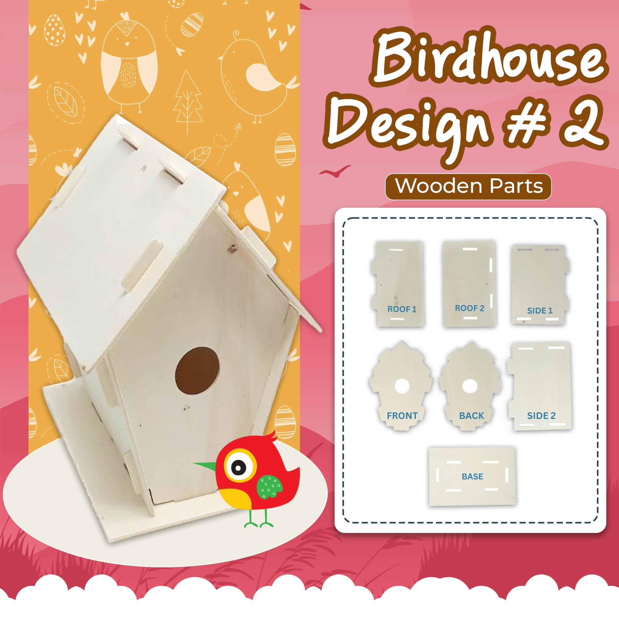 Snapklik.com : Podzly Kids Wooden Birdhouse Craft Kit - 12 DIY Bird ...