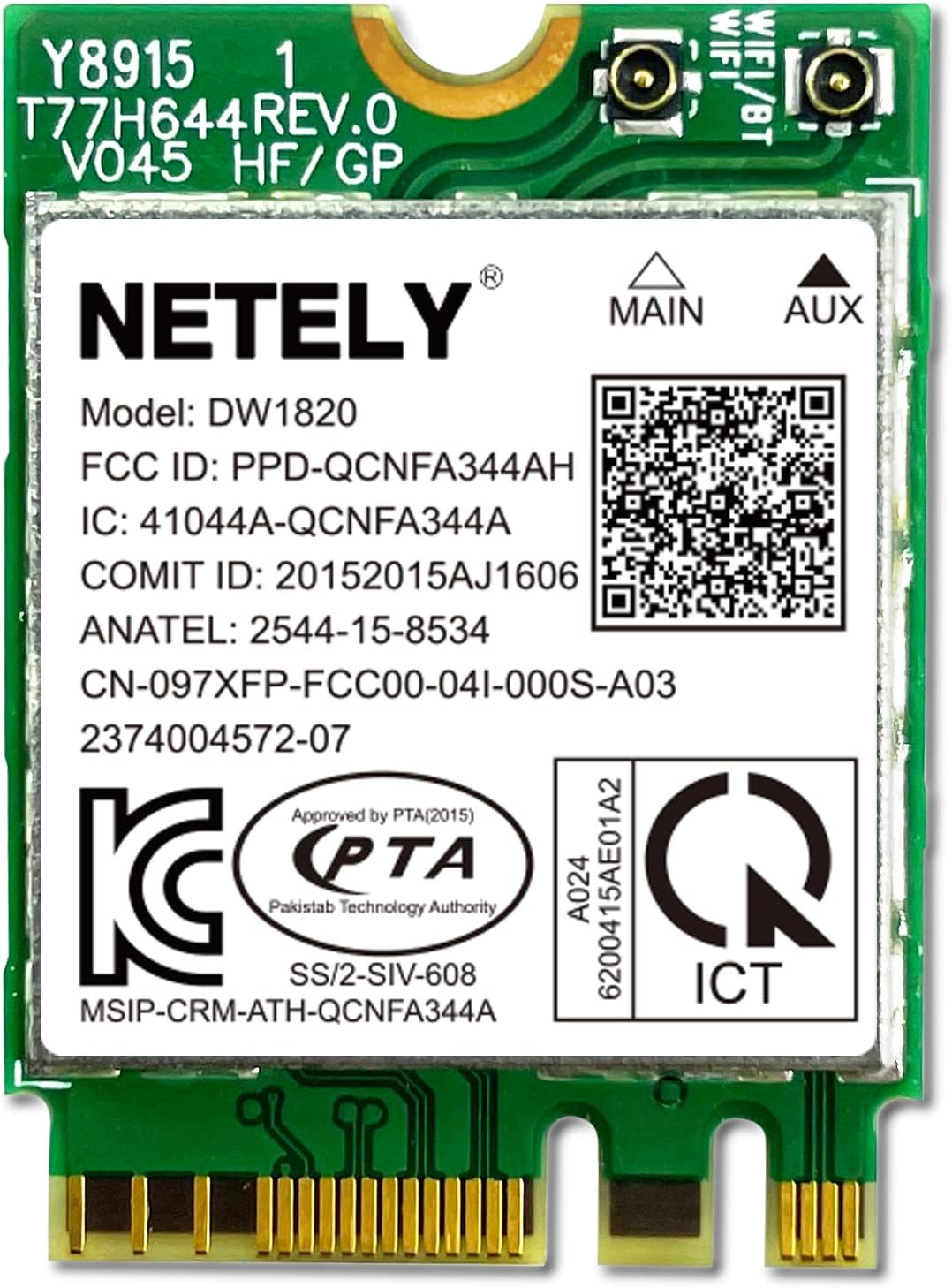 Amazon.com: Andiny DELL DW1820 WLAN WiFi Wireless 802.11AC NGFF Mini ...